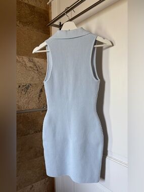 Babaton | Dresses | Babaton Sculpt Knit Polo Dress Iceberg Blue Xs ...
